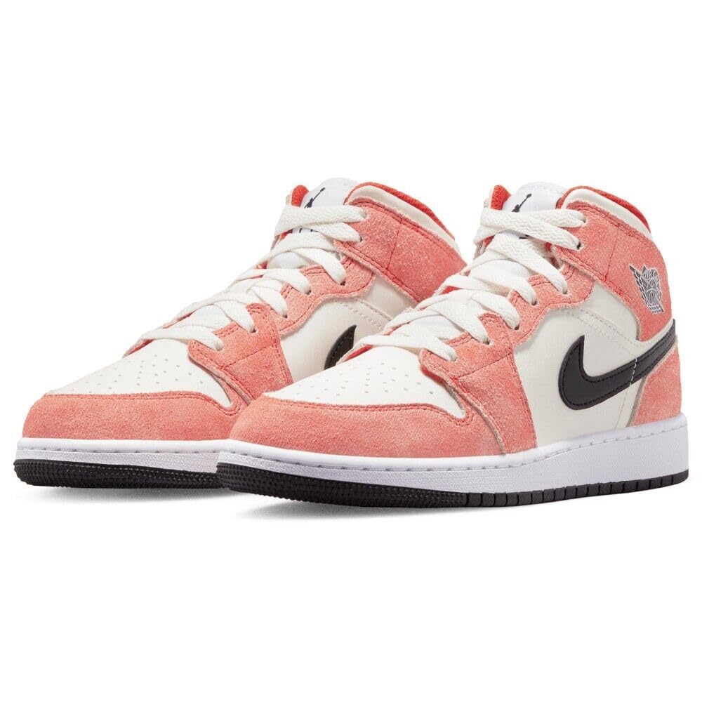 Nike Juniors Air Jordan 1 MID SE (GS), Team Orange/Black-Sail-White, Size 4 Big Kid