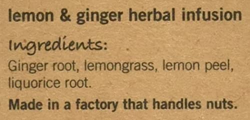 teapigs Lazy Days Lemon & Ginger Herbal Tea Bags, 15 Count, Naturally Caffeine Free Big Leaf Tea, Refreshing and Crisp