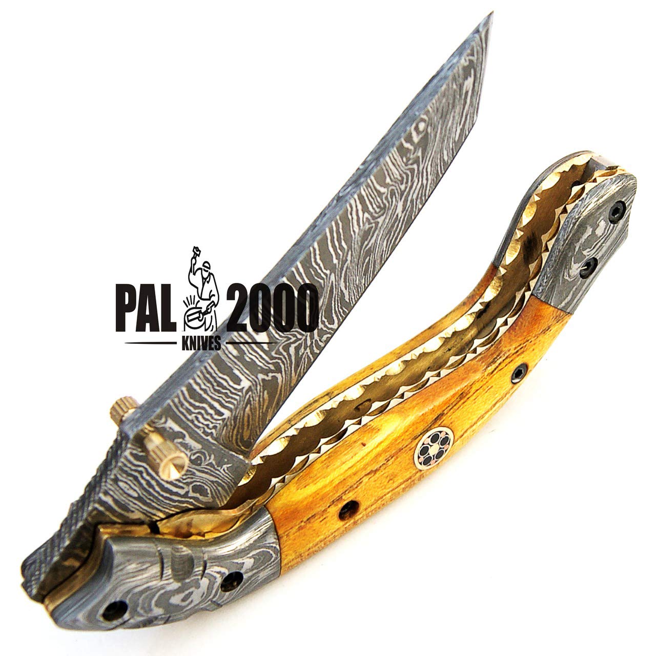 PAL 2000 KNIVES Damascus Folding Knife Handmade Damascus Steel Hunting Knife Damascus Pocket Knife 9374