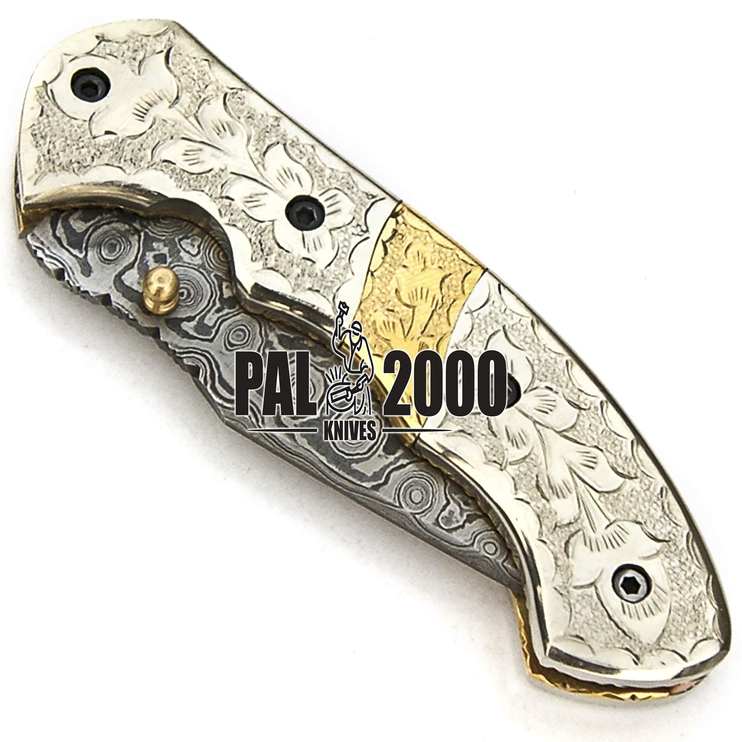 PAL 2000 KNIVES 9575 - Damascus Folding Knife - Handmade Damascus Steel Knife - Damascus Pocket Knife