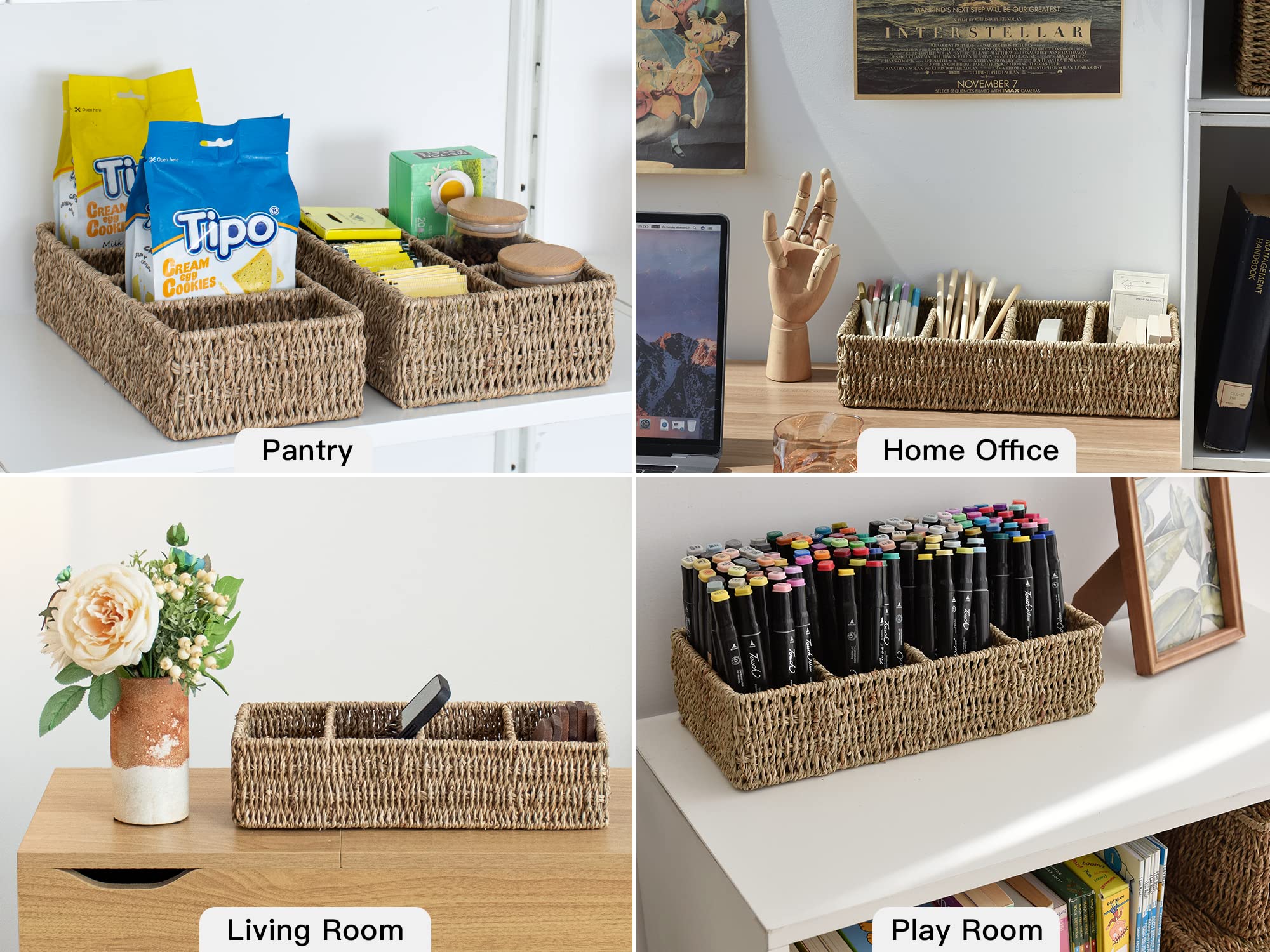 StorageWorks Small Wicker Baskets Wicker Flatware Organizer