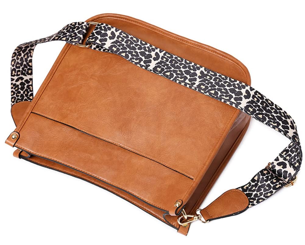 Women Crossbody Shoulder Bags Vegan Leather Hobo Bag Purse Bucket Bag with Leopard Guitar Strap