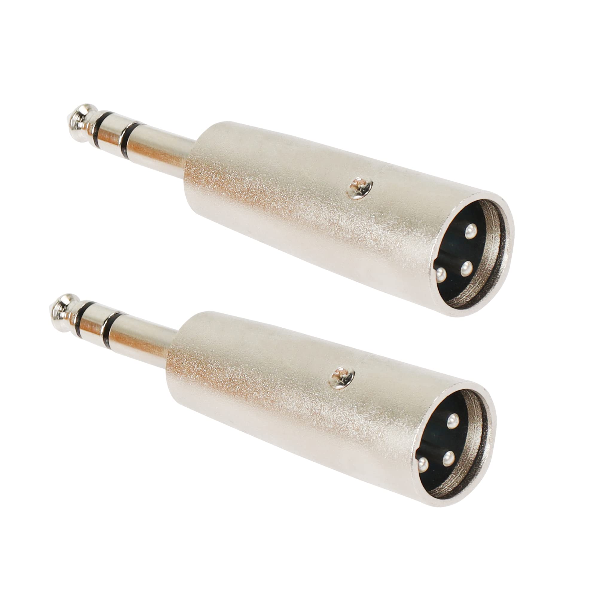 PNGKNYOCN XLR to 1/4" Adapter,6.35mm TRS Male to XLR Male Stereo Balanced Audio Connector for Mixer, Speaker, Microphone and More(2-Pack)