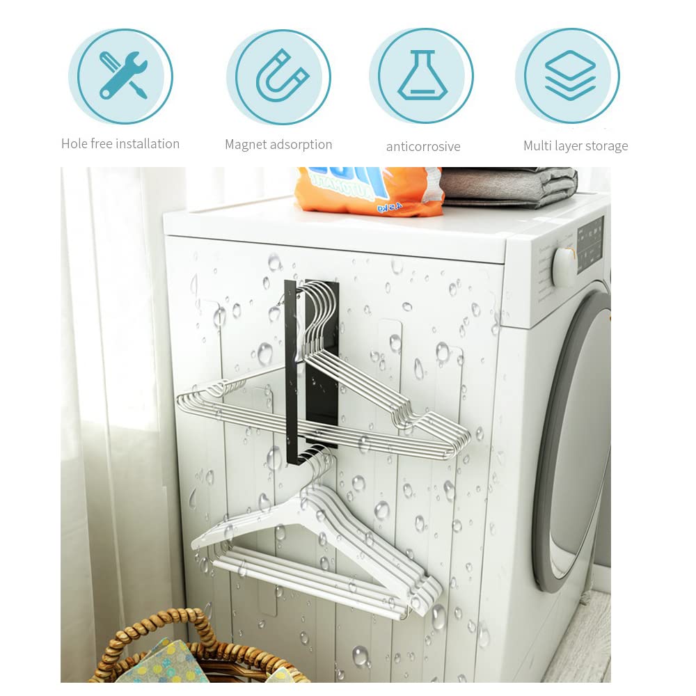 NiuYichee Home Magnetic Kitchen Storage Spice Rack – Refrigerator Organizer Wall Holder, with Metal Hooks, Organization for Home and Kitchen (Magnetic rack for washing machine)