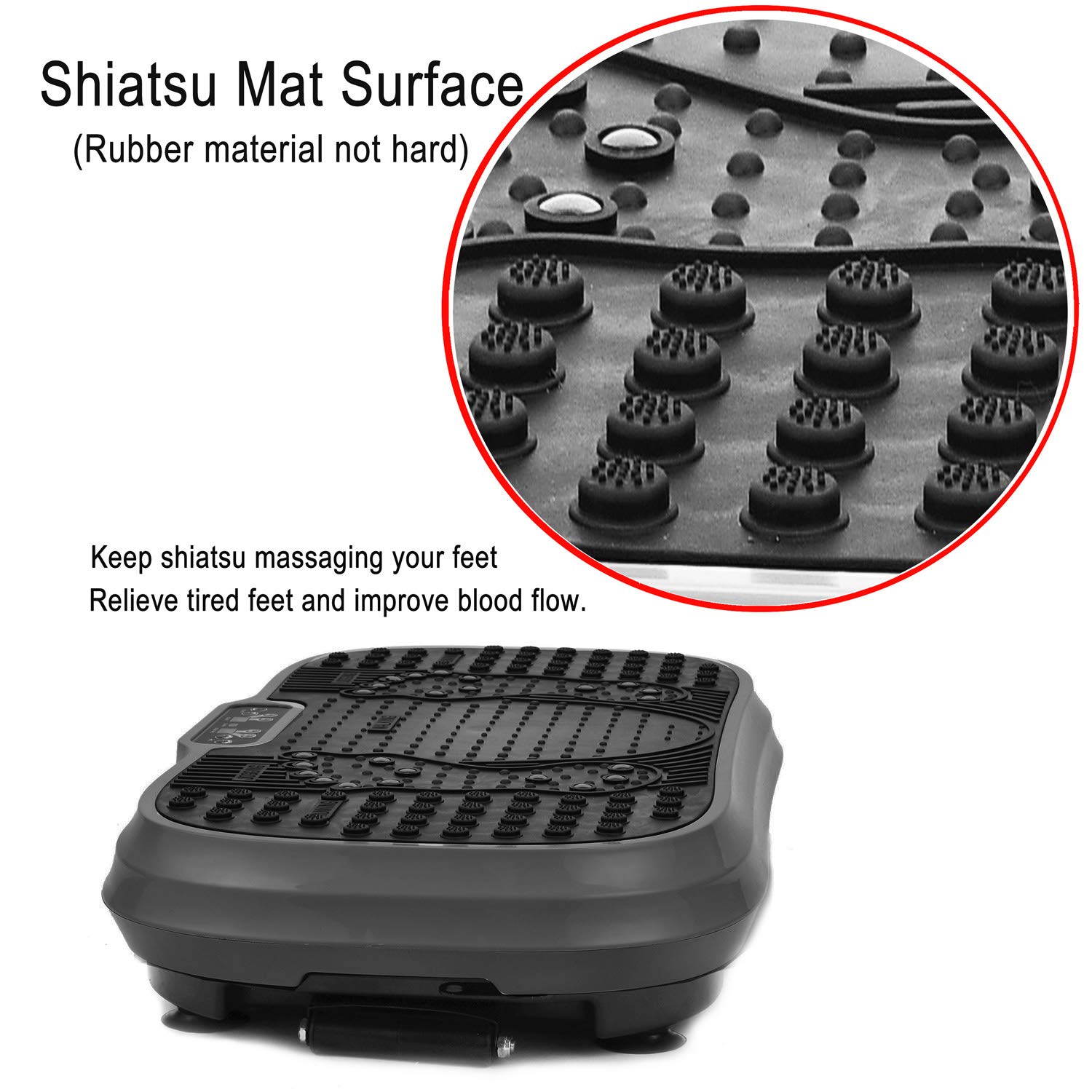 MUCHOO Vibration Plate Fitness Machine Whole Body Workout Platform Machine w/Loop Bands Body Slimmer Weight Loss and Home Training & Exercise-Black