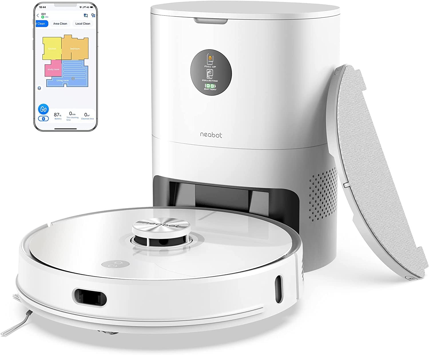 N2 Robot Vacuum with Self-Emptying, Wi-Fi Connected, Compatible with Alexa, Lidar Navigation, Sweep, Mop & Vacuum 3 in 1 Robot Vacuum Cleaner, Carpet & Hard Floor, Ideal for Pet Hair, Carpets White3