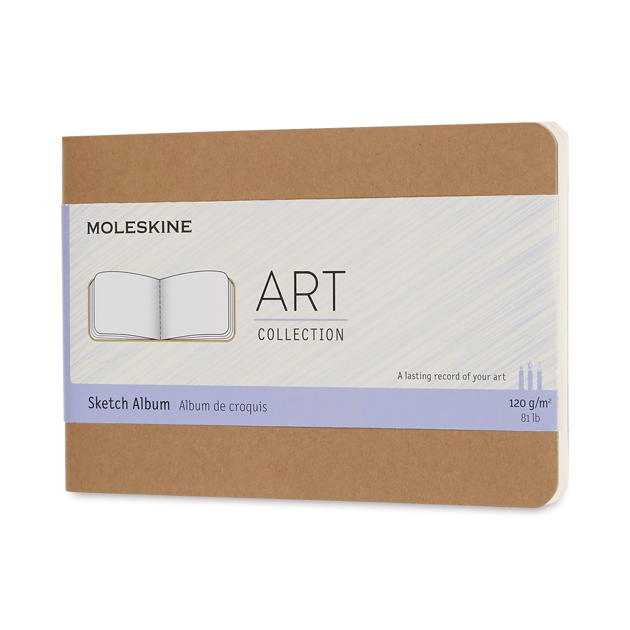 Moleskine Art Cahier Sketch Album, Hard Cover, Pocket (3.5" x 5.5") Plain/Blank, Kraft Brown, 72 Pages