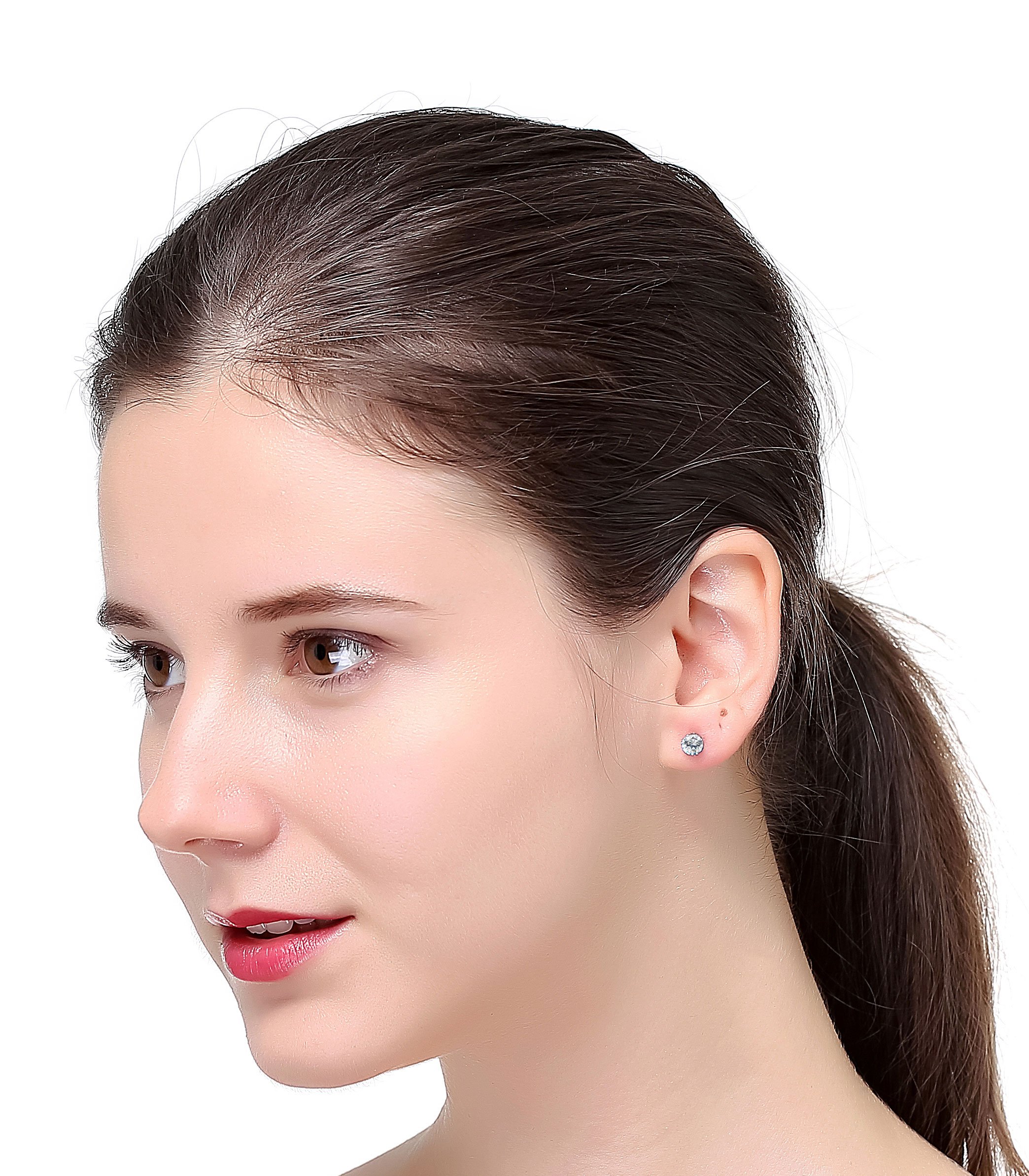 LOYALLOOK 6 Pairs Stainless Steel Clear Cubic Zirconia Stud Earring Ear Piercings for Women 3-8mm