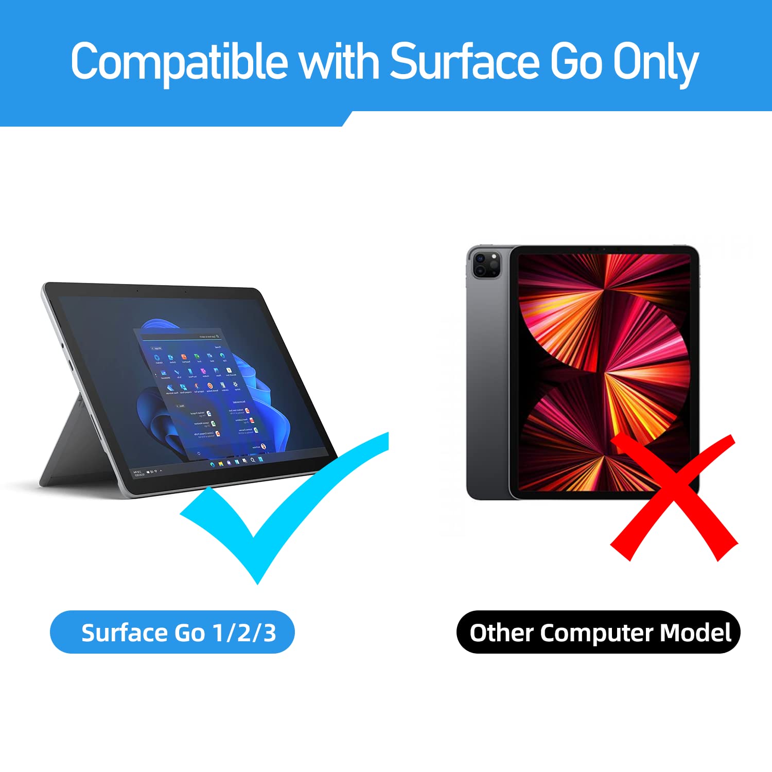 Uogic Type Cover for Microsoft Surface Go 3/Surface Go 2/Surface Go, Ultra-Slim Portable Bluetooth Wireless Surface Go Keyboard with Backlight, Rechargeable & Long Standby Time, Surface Go Accessories