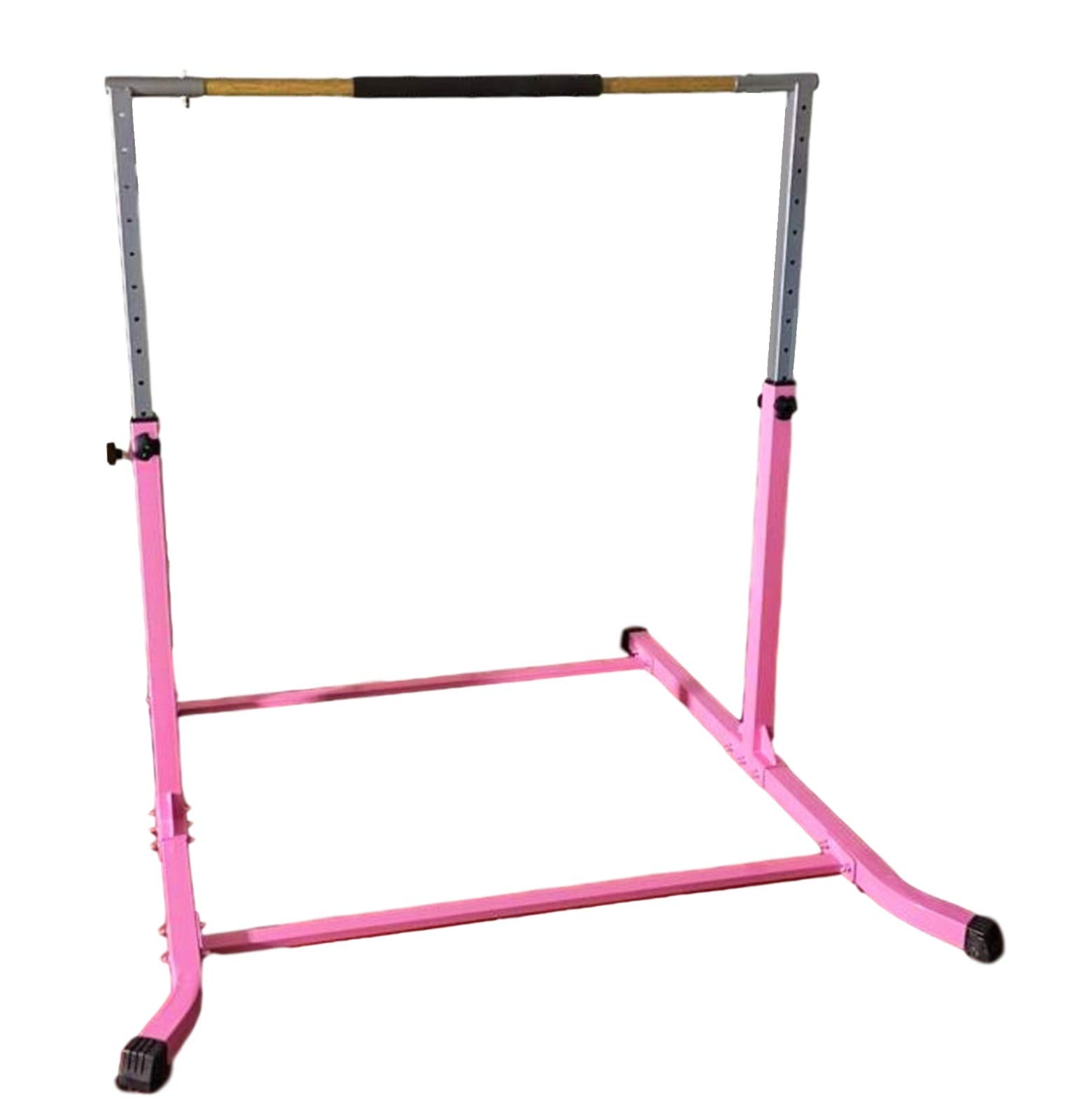 Pro-Gymnastics Expandable Gymnastics Kip Bar Horizontal Bar Junior Gymnastic Training High Bar Asymmetric Bar 13 Level Height Adjustable 3 to 5 FT Cushioned Bar & Curved Legs (Pink)