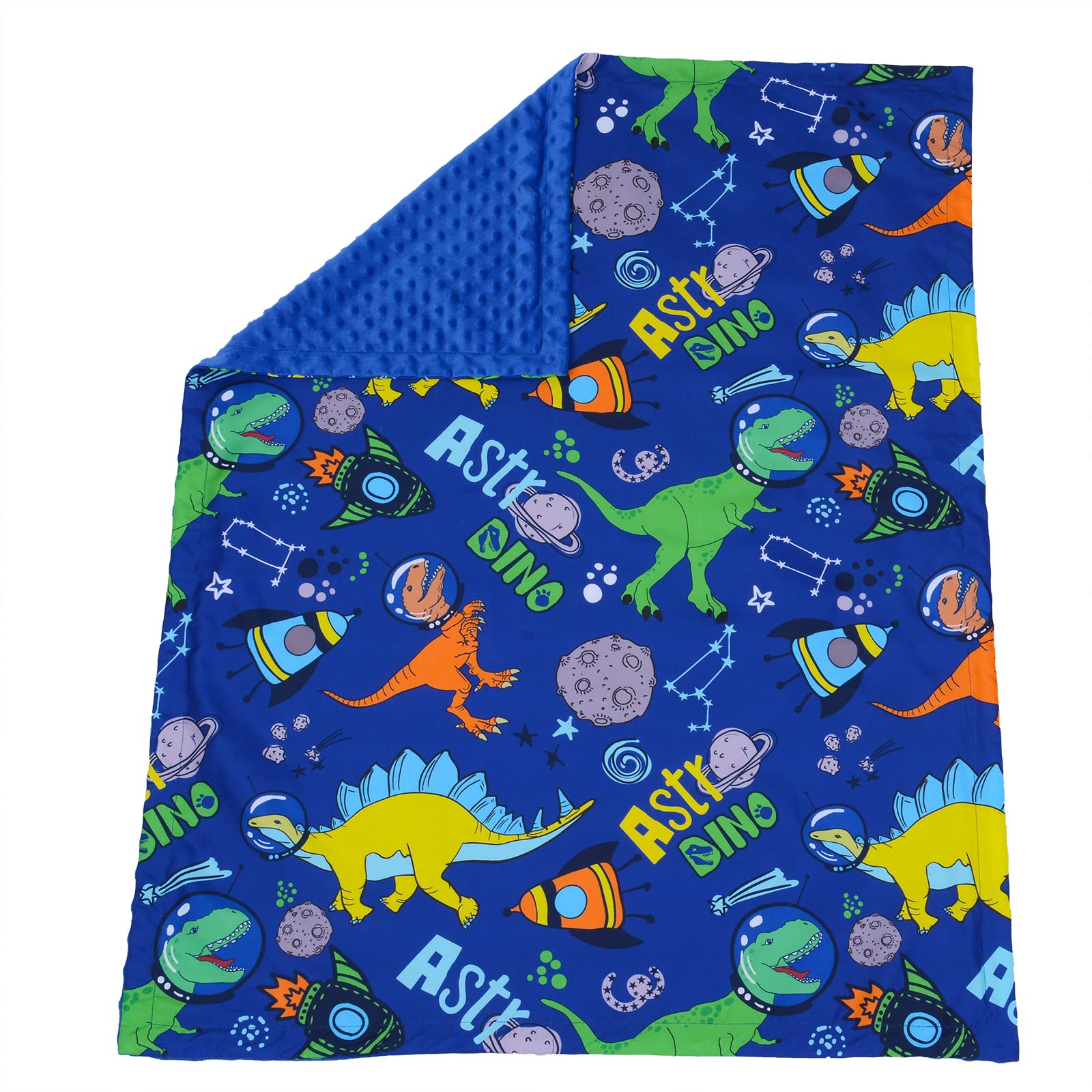 UOMNY Baby Blanket for Boys Dinosaur 30 x 40 Inch Double Layer Dotted Soft Personalized Swaddle Blanket Dinosaur for Newborn Baby Boy Blanket Dino Swaddle Blanket for Nursery Blue Space Dino