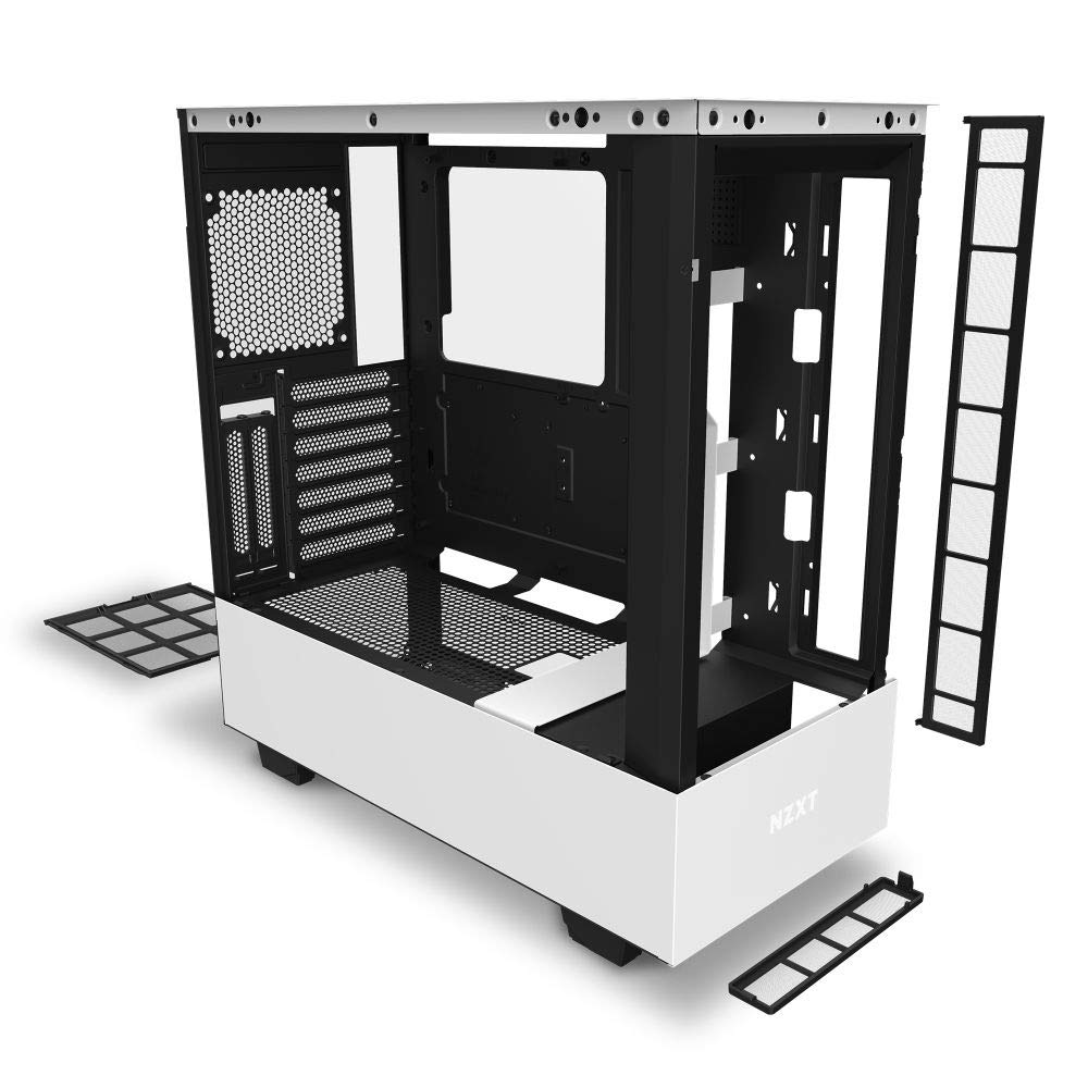NZXT H510 Elite - CA-H510E-W1 - Premium Mid-Tower ATX Case PC Gaming Case - Dual-Tempered Glass Panel - Front I/O USB Type-C Port - Vertical GPU Mount - Integrated RGB Lighting - White/Black