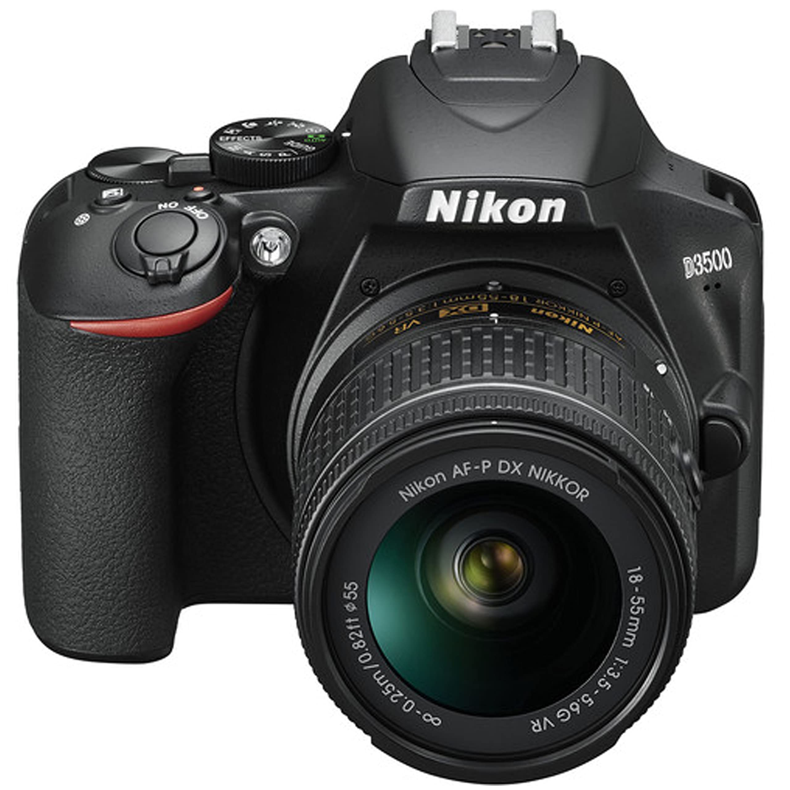 Nikon D3500 DSLR Camera Kit with 18-55mm VR Lens+ 64GB Memory + Back Pack Case + Tripod, Lenses, Filters, & More (28pc Bundle) (Renewed)