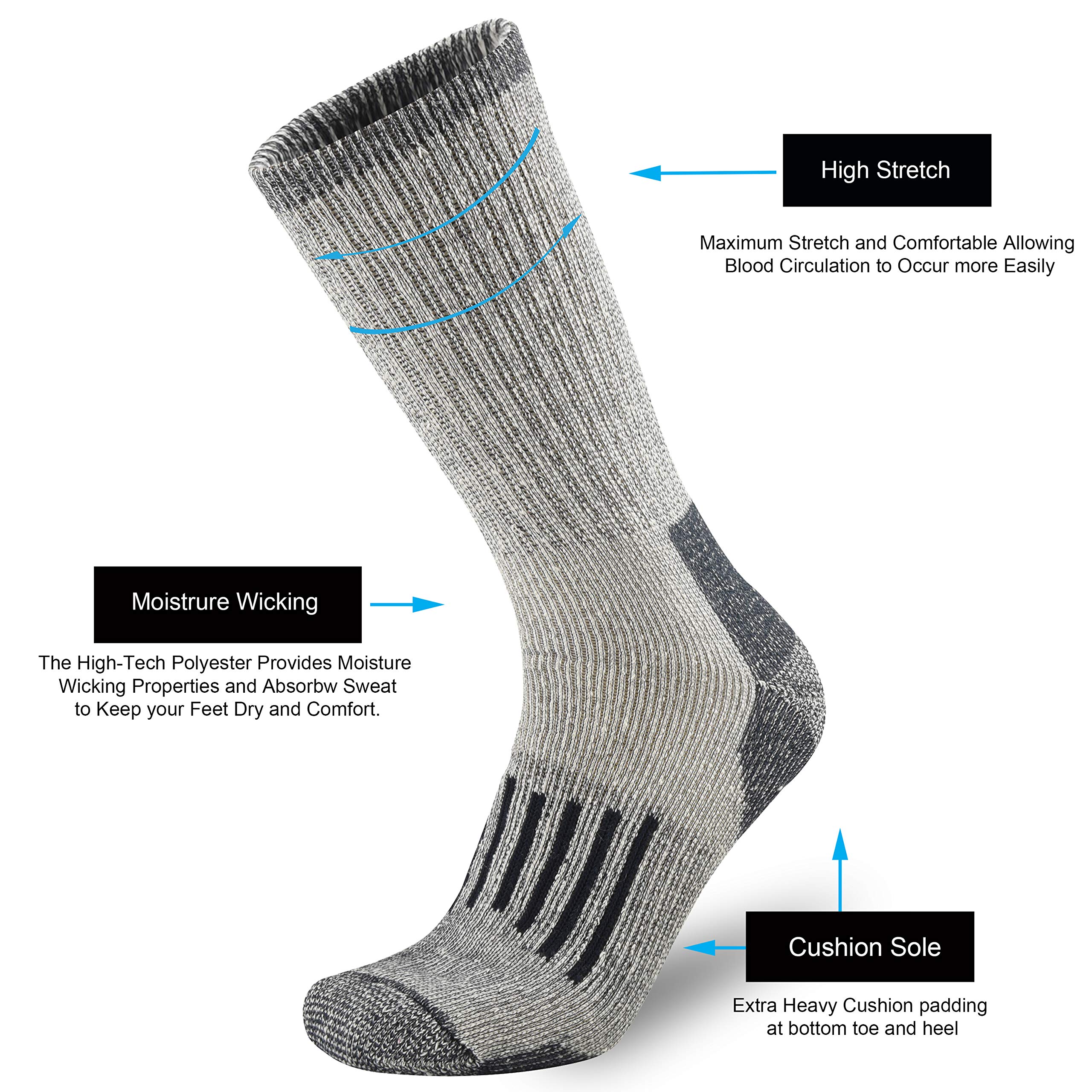 ONKE Merino Wool Cushion Crew Socks for Men Outdoor Hiking All Seasons Work Boot Heavy Thick Thermal Moisture Wicking Control(Navy M)