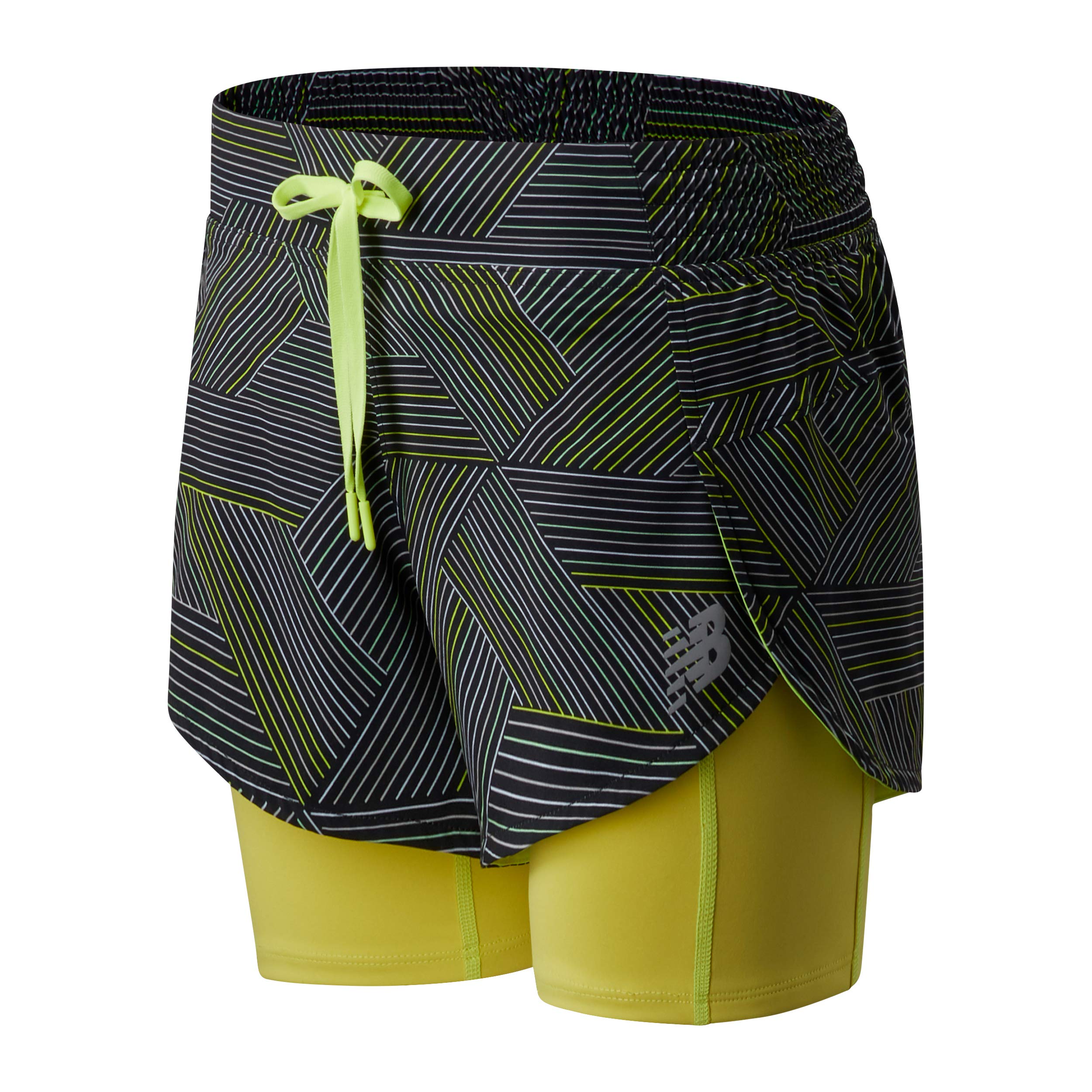 New Balance Women's Impact Run 2 in 1 Short, Black Multi, Medium