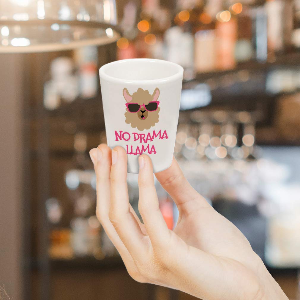 Style In Print Ceramic Shot Glasses No Drama Llama Funny Animals Bar Supplies Accessories 2 Oz