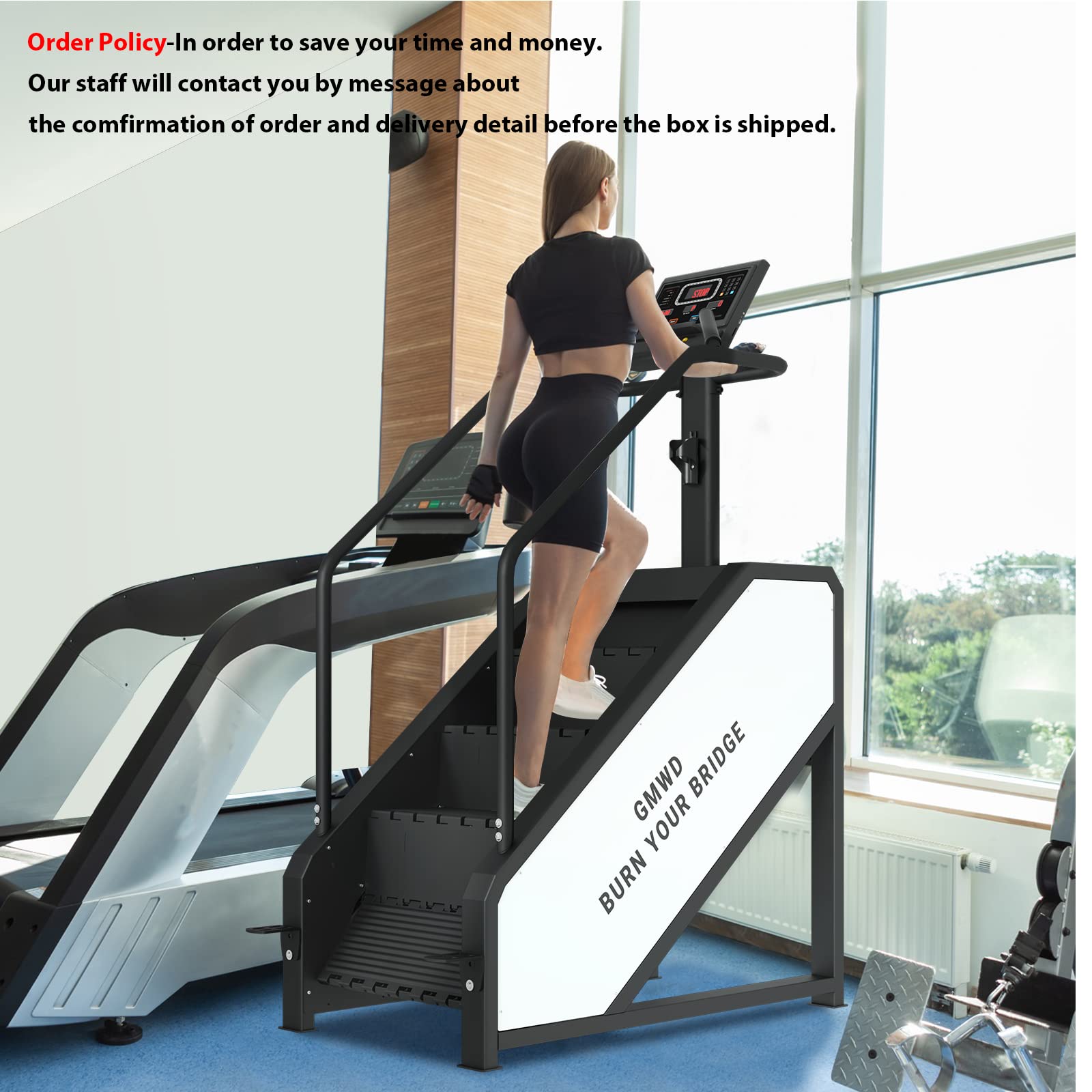 Stairmaster, GMWD Stair Stepper with LED Screen, Stepmill Exercise Machine with 12 Workout Programs, 441LBS, 24-164 Steps/Minute, White