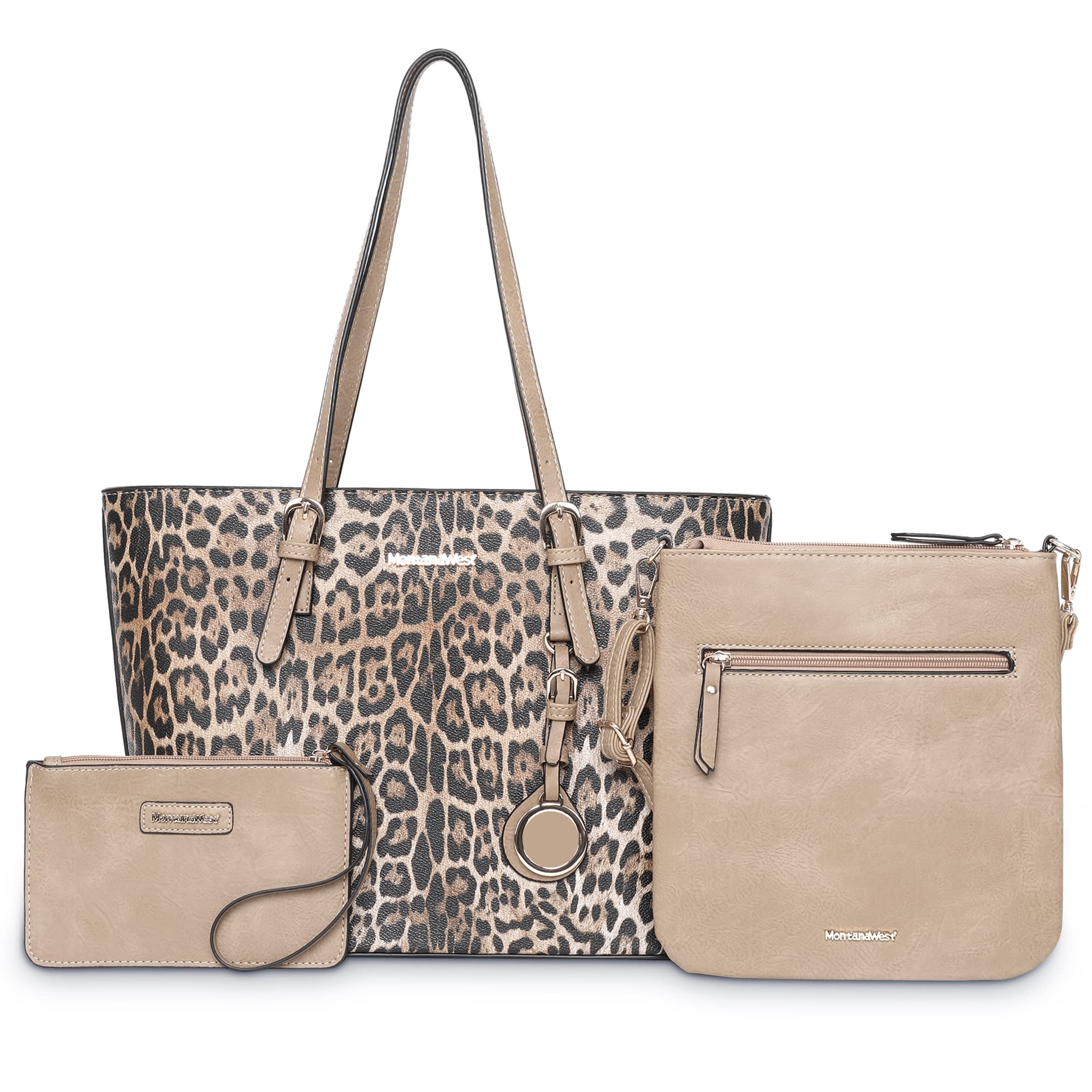 Montana West Tote Bag for Women Purse and Hand Bags Tote Purse and Wallet Set Shoulder Satchel Bag for Women Brown Leopard Print gifts MWC3-G055BR