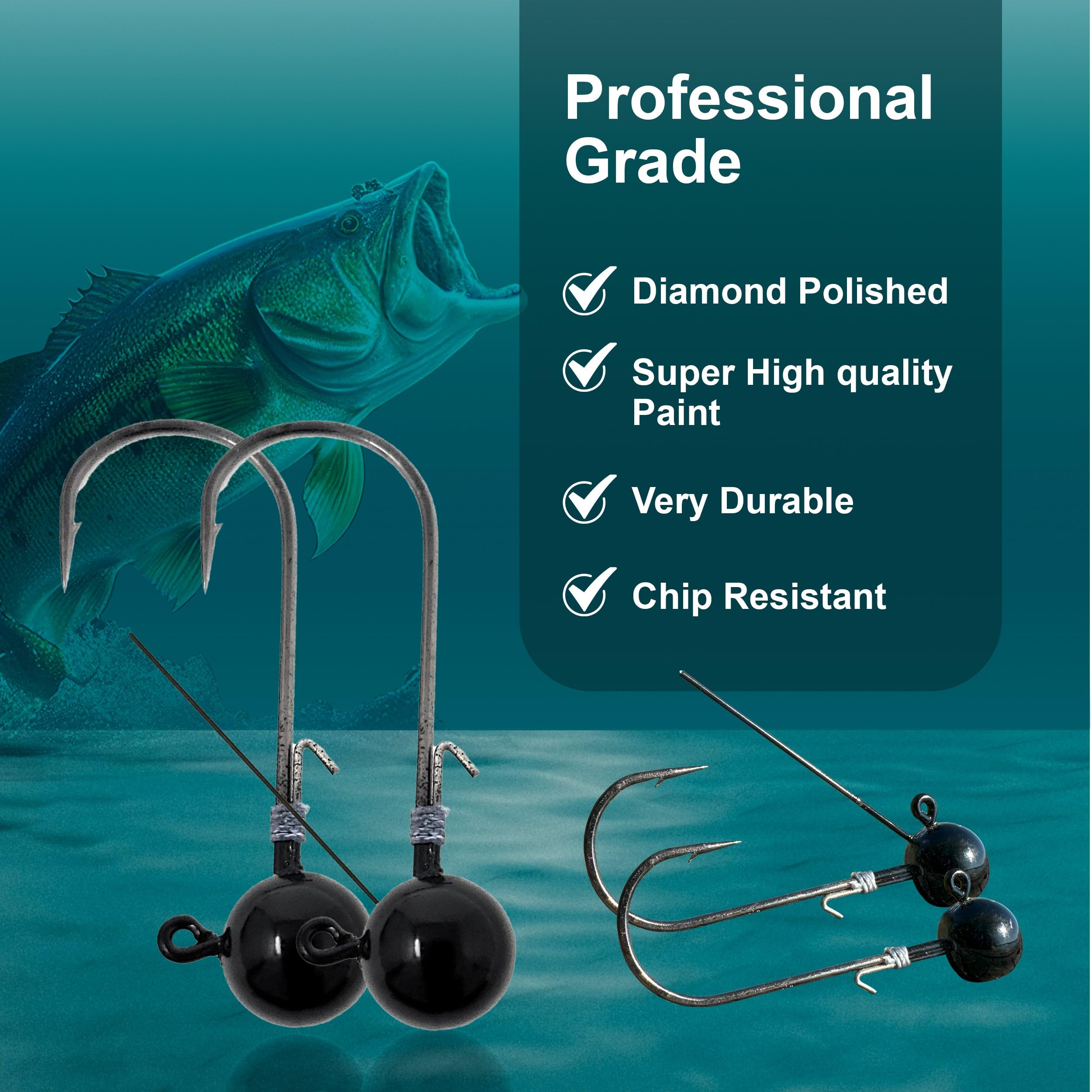 Reaction Tackle Tungsten Ball Jig - 1/8oz - 1/0 hook- Weedless