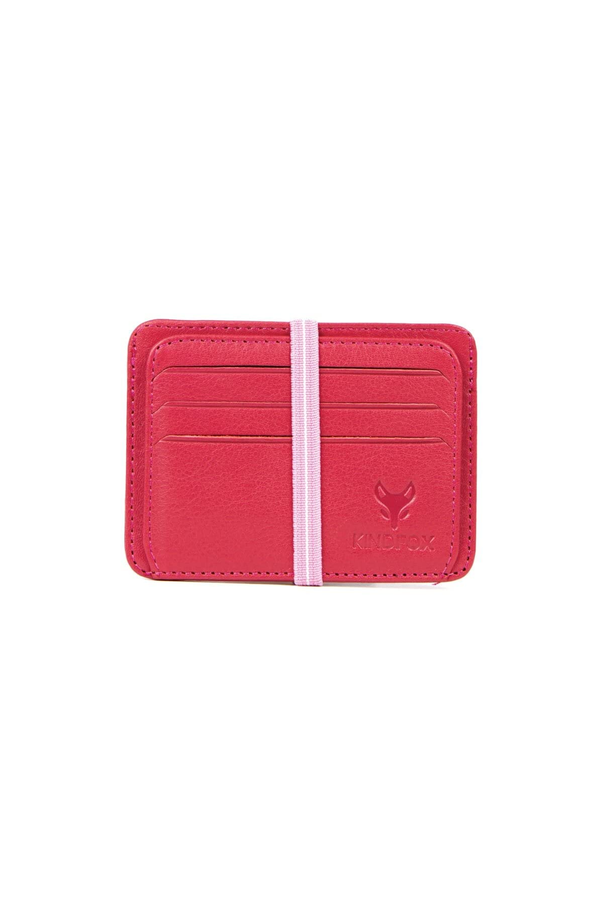 Unisex Genuine Leather Slim Design Wallet | 2 ID Windows 7 Credit Card Slots Holder Cash Space with Drawstring Closure Travel Wallet for Men Women (Pink)
