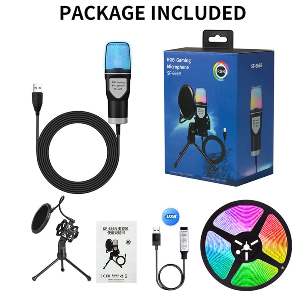 YANMAI USB Microphone, PC Microphone for Podcast Streaming, Gaming Microphone, Condenser Microphone for YouTube Recording Windows Computer Microphone for Desktop External Microphone for Laptop -Black