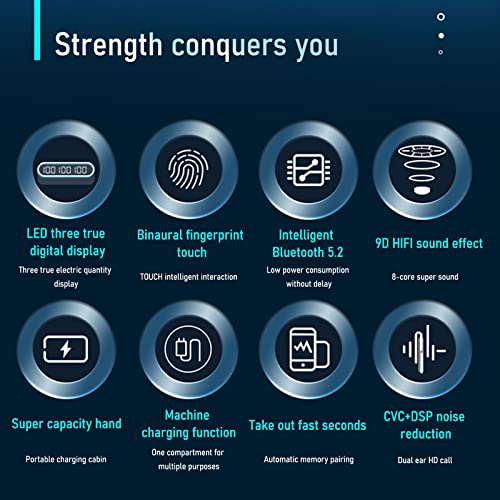 Yanvan Wireless Earbuds Bluetooth 5.2 In Ear - New Light-Weight Headphones with Built-in Microphone Immersive Premium Sound With Charging Case, for Sports Working Driving Gaming