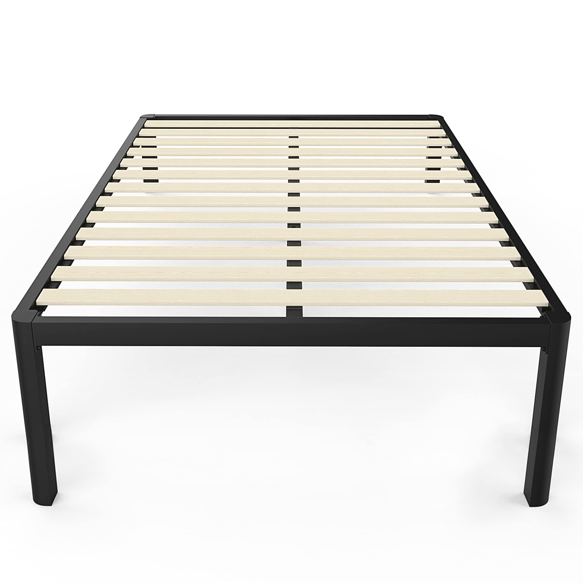 MAF Metal 18 Inch Queen Platform Bed Frame with Anti-Collision Round Legs, Black 3500 Lbs Heavy Duty Bed Frame with Wood Slats, No Box Spring Needed, Easy Assembly