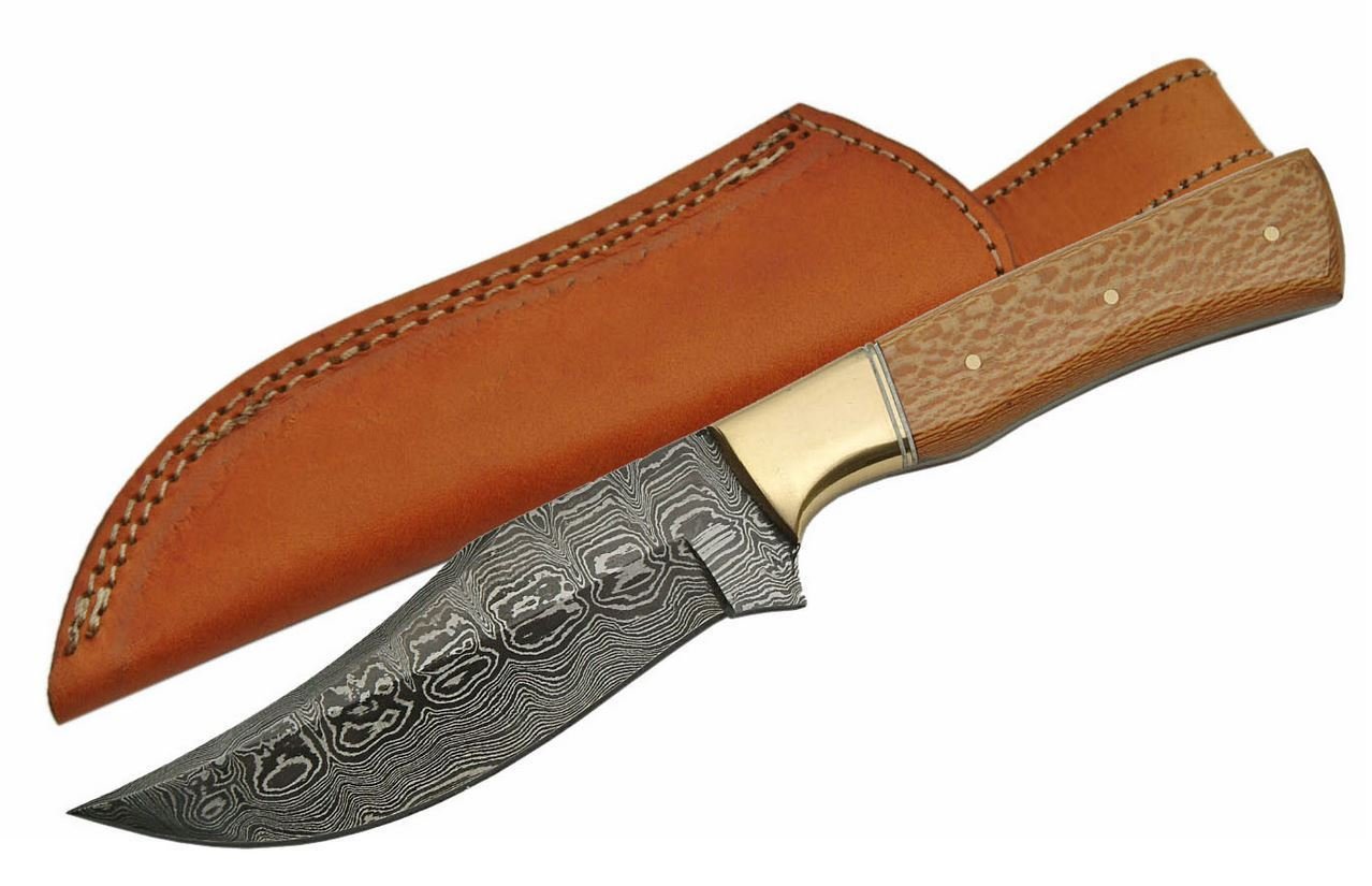 New Fixed-Blade Hunting ProTactical'US - Limited Edition - Elite Knife with Sharp Blade | 4. 75" Damascus Steel Blade Maplewood Handle + Sheath