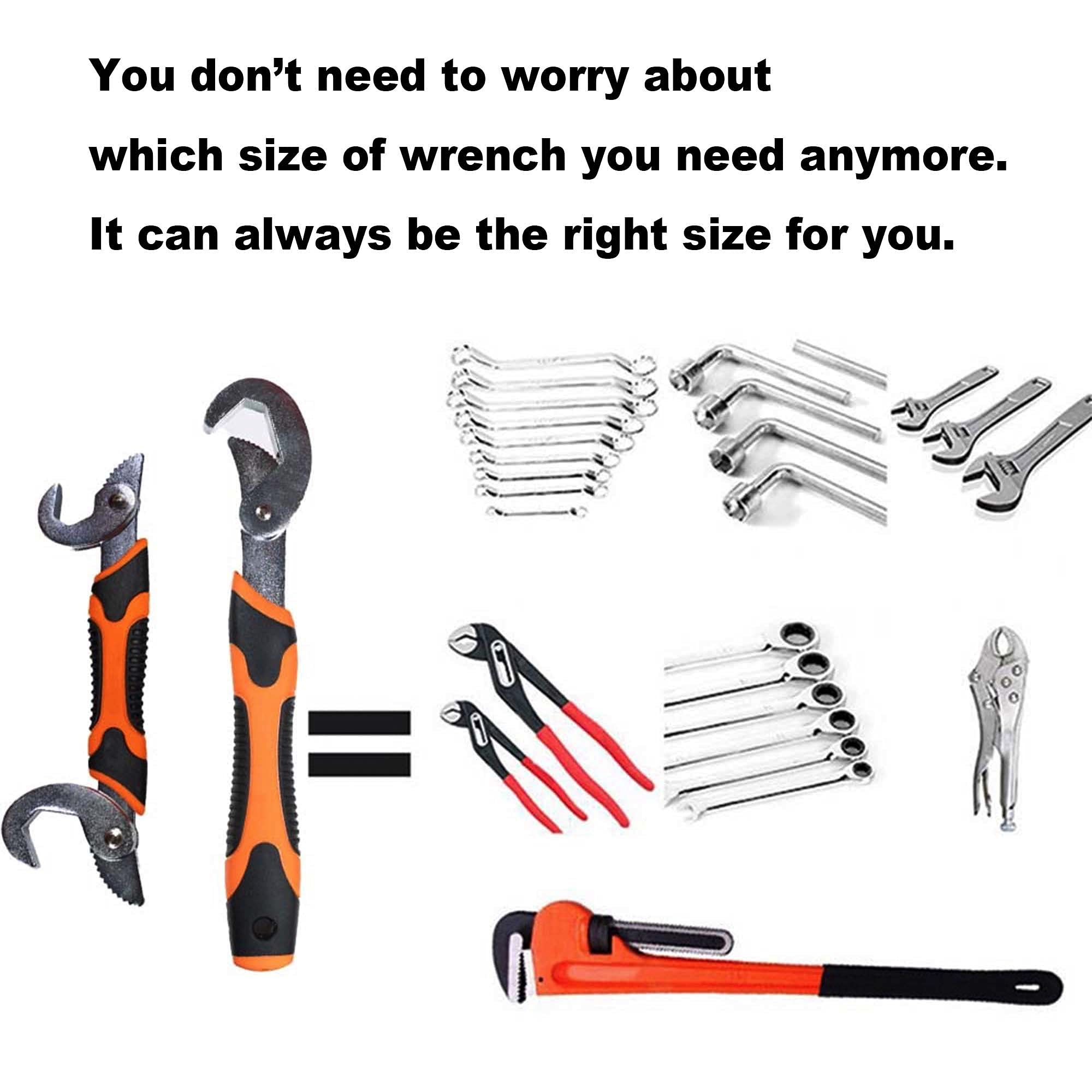 n/m J.H. Metal Multi-function Portable Universal Wrench Set with Rubberized Anti-Slip Grip 9-32mm - Adujustable Wrench (2PCS)