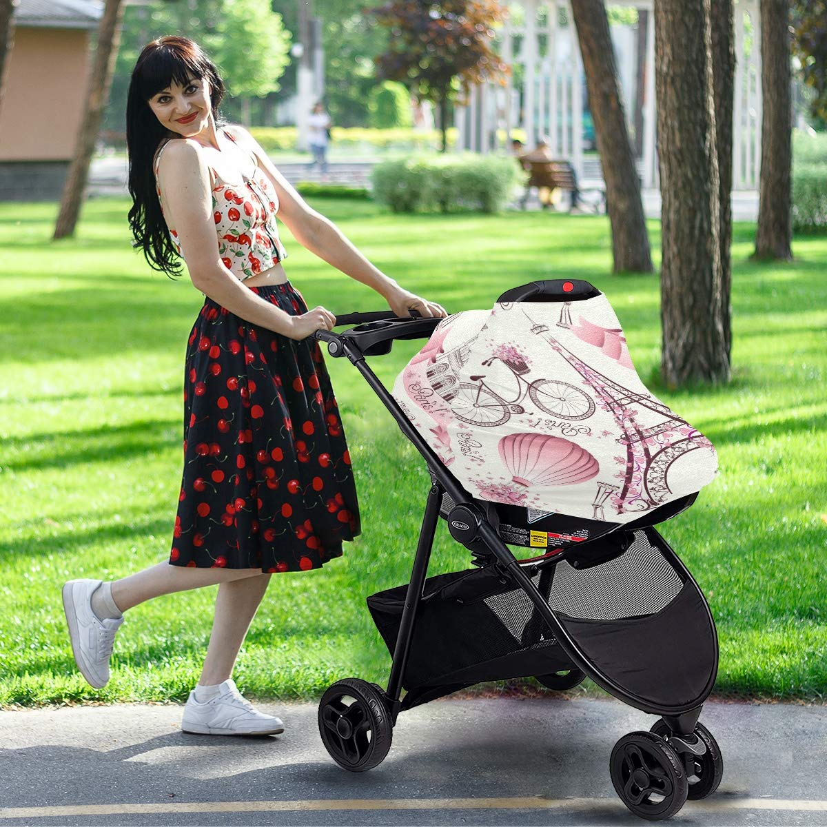 Nursing Cover Breastfeeding Scarf Romantic Travel in Paris- Baby Car Seat Covers, Stroller Cover, Carseat Canopy (g)