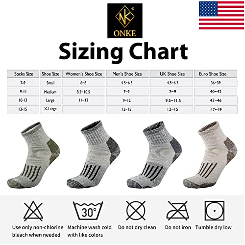 ONKE Merino Wool Low Cut Quarter Socks for Men Outdoor Trail Running Hiking Hiker All Season with Moisture Wicking Control(Green XL)