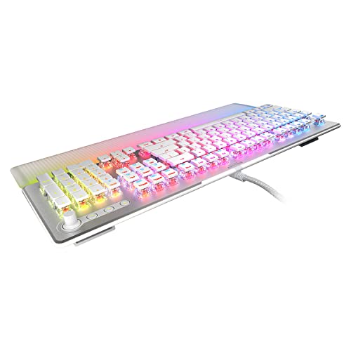 ROCCAT Vulcan II Max β Optical-Mechanical PC Gaming Keyboard with Customizable RGB Illuminated Keys and Palm Rest, Titan II Smooth Linear Switches, Aluminum Plate, 100M Keystroke Durability β White