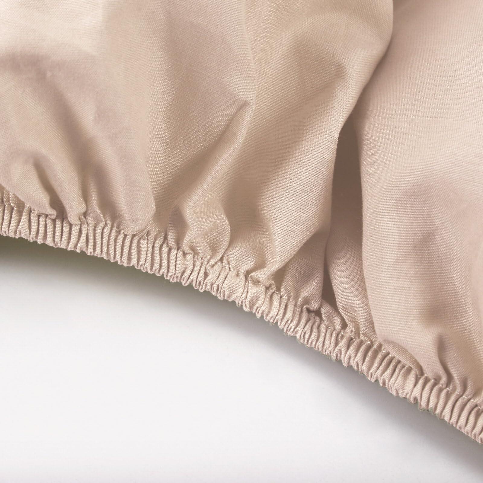 NHNHN Fitted Sheet-Deep Pockets-Soft Microfiber-Easy Care-Shrinkage and Fade Resistant-Fitted Sheets Queen Size for Girl Woman Teens Kids-Only 1 Fitted Sheet Queen Beige