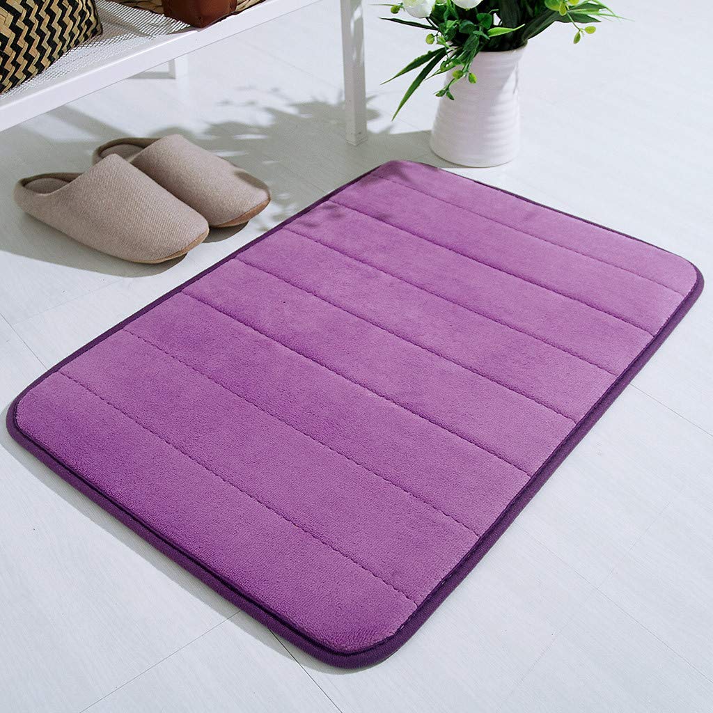 Non-Slip Shaggy Bathroom Rugs Absorbent Soft Memory Foam Mat Bath Bathroom Bedroom Floor Shower Rug Home Decor (Purple)