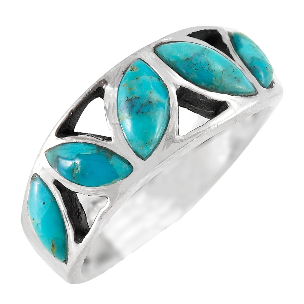 Turquoise Network Coral Ring Sterling Silver 925 Genuine Gemstones Size 6 to 11 (Coral) (10)