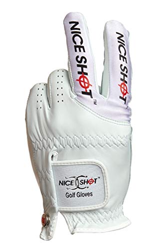 Nice Shot "Longbow Salute White Cabretta Leather Golf Glove Men's Right Hand - Cadet Small