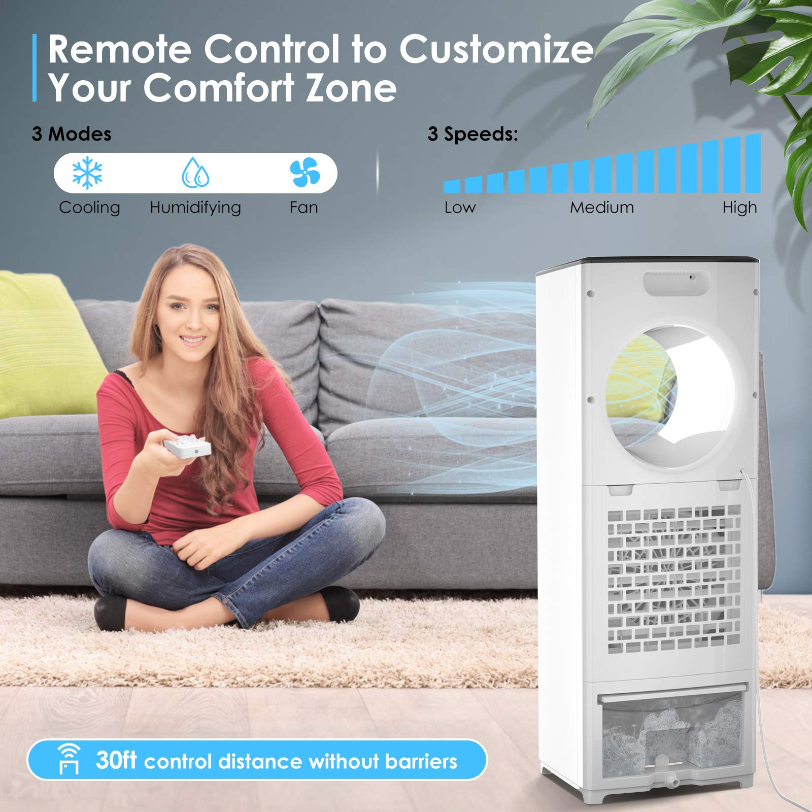 Personal Air Conditioner Fan, Portable Air Cooler, Mini Air Conditioner Evaporative Cooler For Desk Top With 2H/4H Timer, Adjustable 3 Speeds Misting Personal Space Cooler For Home, Office