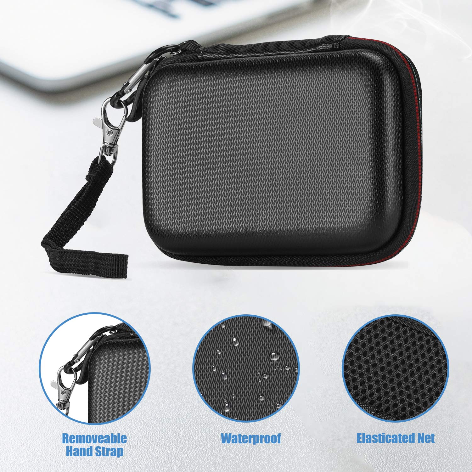 ProCase Hard Carrying Case Compatible for Samsung T7 / T7 Touch Portable SSD with Silicone Cover, Shockproof Storage Travel Organizer for T7 Touch Portable 500GB 1TB 2TB USB Solid State Drives -Black