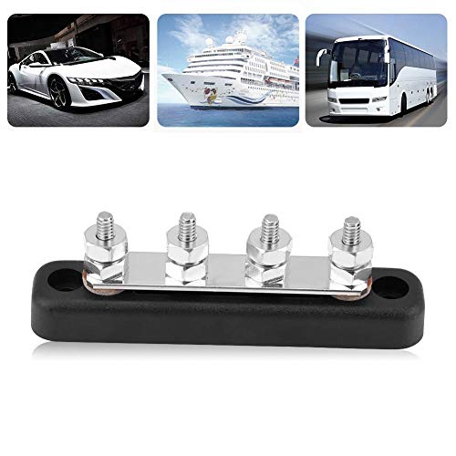 Qiilu busbars 12v Buss Bar Stud Terminal, 4 Studs Bus Bar Electric Terminal Boating Electrical Equipment Wire Terminals Junction Block 100A AC 300V DC 48V