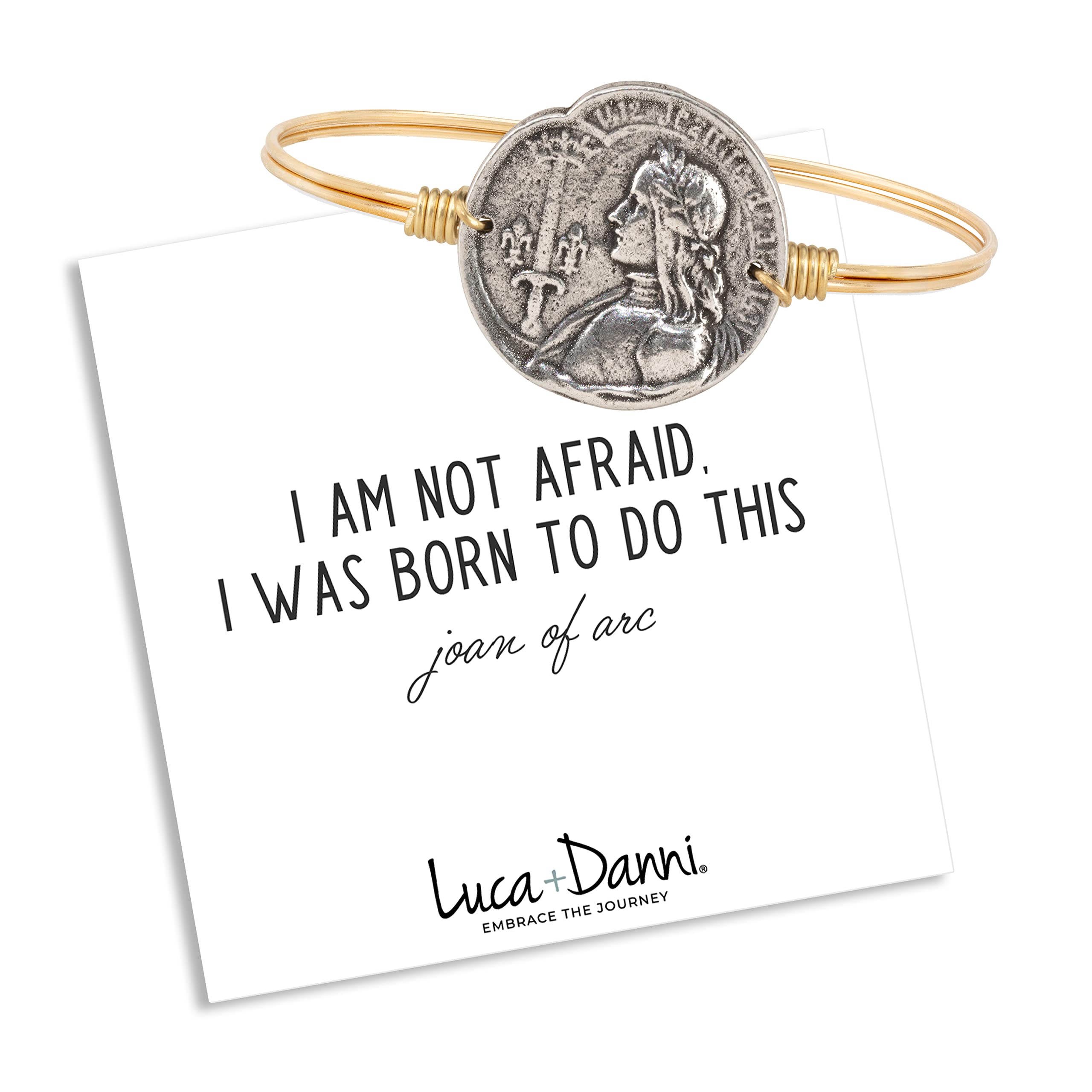 Luca + Danni Joan Of Arc Bangle Bracelet For Women - Brass Tone Regular Size Made in The USA