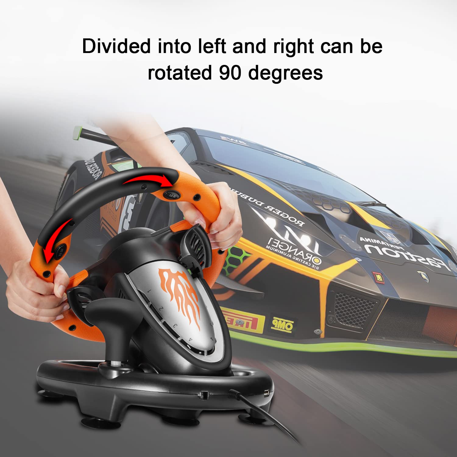 PXN Steering Wheel for PC, V3II Used - Like New Racing Wheel with Pedals 180° Vibration Racing Steering Wheel for PS4,PC,PS3,Xbox Series X|S, Xbox One,Switch(Orange)