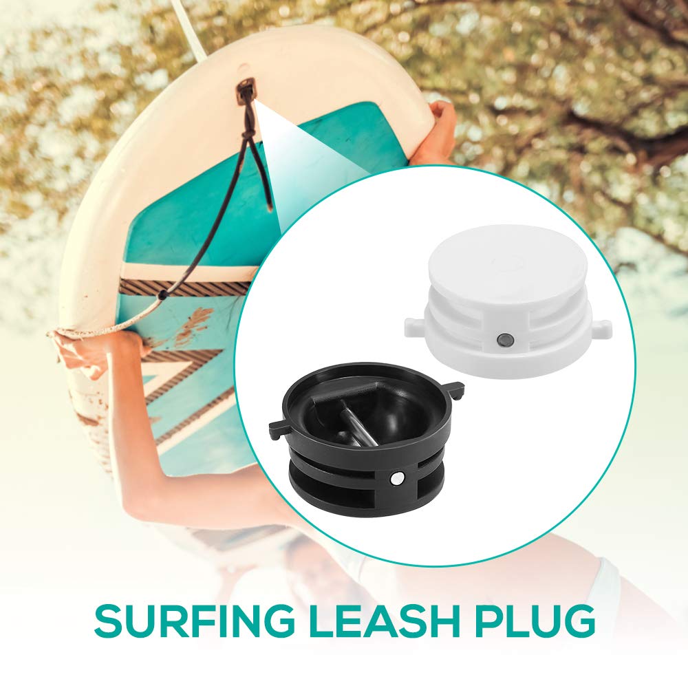 LIXADA 10 PCS Surfboard Leash Plug SUP Board Surfing Leash Plugs Surfing Board Cup with Stainless Pin Surfing Surfboard Leash Leg Rope Plug Black/White