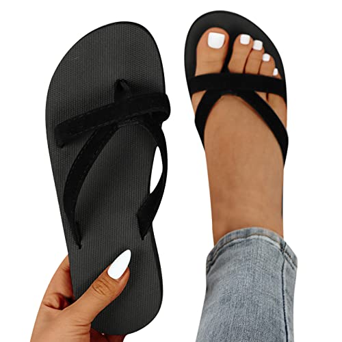 NOLDARES Sandals for Women Casual Summer Beach Orthopedic Correction Slippers Sandals Flat Leather Clip Toe Women's Flip Flops