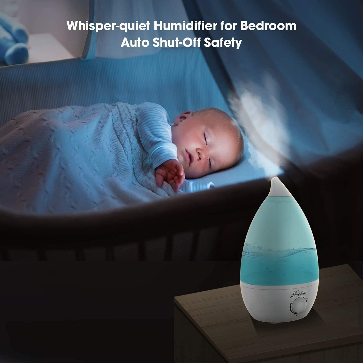 Mooka Humidifiers 2-in-1 Cool Mist Humidifier Diffuser for Baby Home Bedroom Office, 2L Essential Oil Diffuser with Adjustable Mist Output, Waterless Auto-Off, Whisper-Quiet, Up to 21 Hours, BPA Free