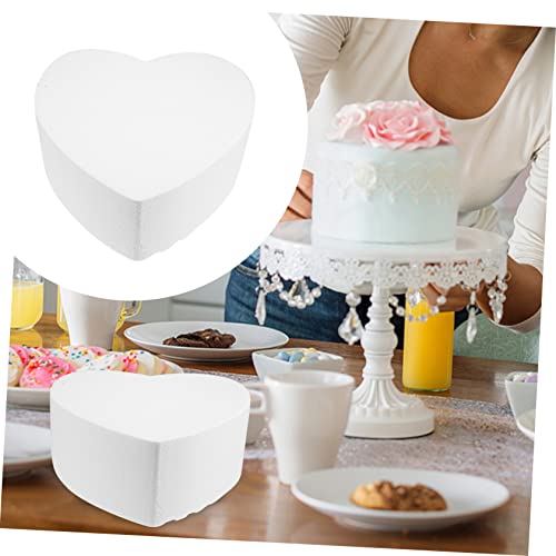 NOLITOY 2pcs Foam Cake Model Heart Cake Dummies Foam Heart Cake Foam Cake Form Foam Heart Shapes Floral Foam Shape Foam Cake Dummies Foam Cake Rounds Wedding White To Rotate Mold
