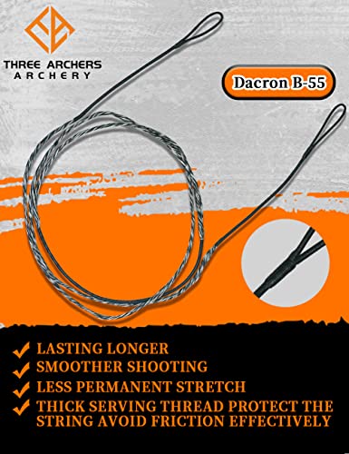 THREE ARCHERS Bowstring Replacement for Recurve Bow Dacron B-55 Bow String 12strands AMO 62 for Traditional Bow