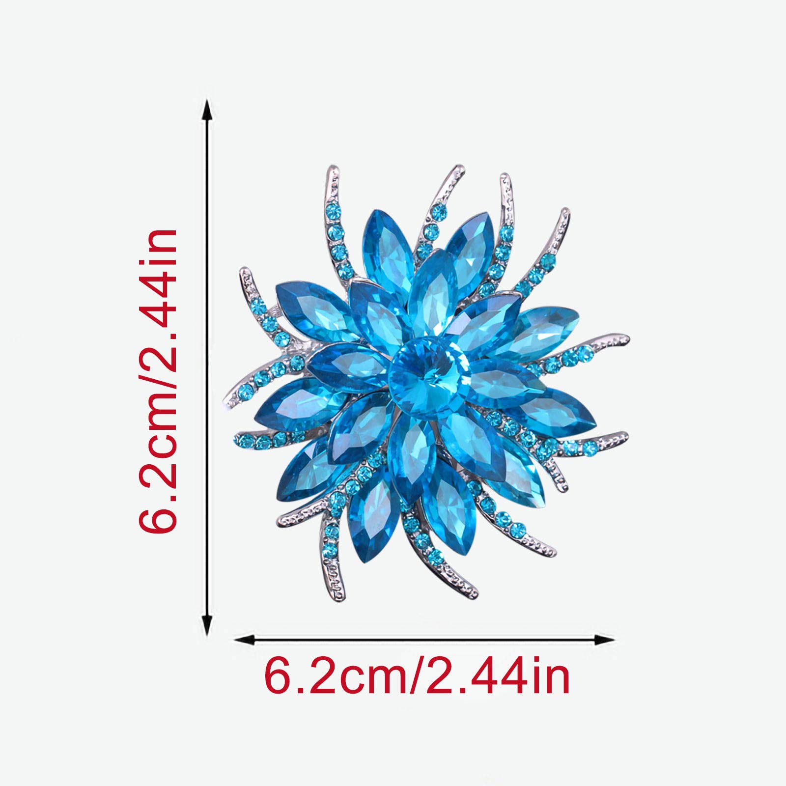 Three Colors Gold Plated Rhinestone Crystal Bouquet Flower Scarf Pin & Brooch Cute Pin Set (Blue, One Size)