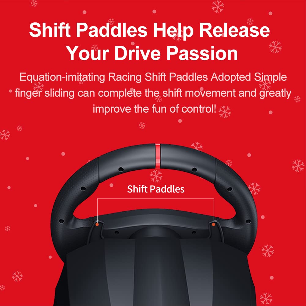 PXN V900 PC Steering Wheel with Pedals and Shift Paddle Universal Usb Car Sim 270/900 Degree Racing Wheel Compatible with PS3,PS4,Xbox,One,Xbox Series X/S,PC,Switch,Android TV (Christmas Gift Box)
