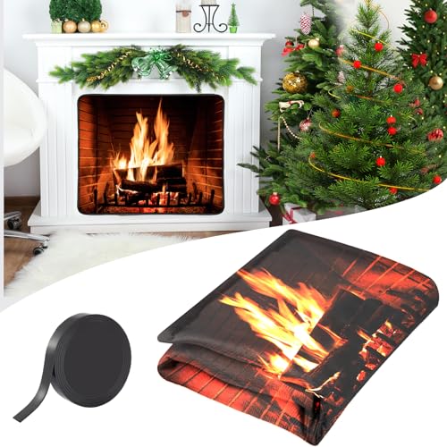 MOCOOS Magnetic Fireplace Cover, Fireplace Blocker Blanket Stops Heat Loss, Christmas Fireplace Covers Decorative, Hot & Cold Air Blocker, Fireplace Draft Stopper Save Energy, 39" W x 32" H
