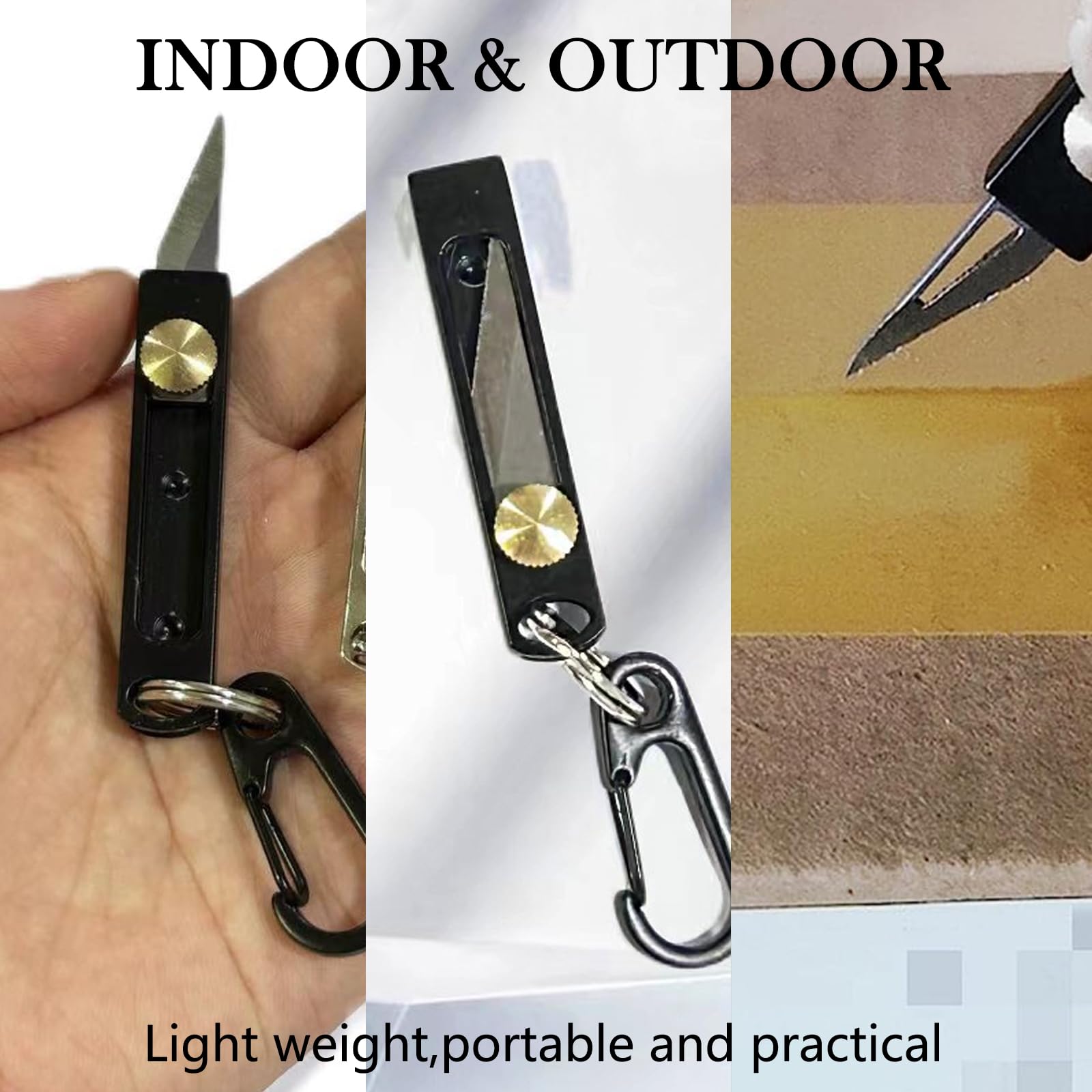 Mini Utility Knife Box Cutter,Titanium Mini Pocket Knife Telescopic Folding Knives,Used for Opening letters,Packages and Boxes(2-Pack) (2)